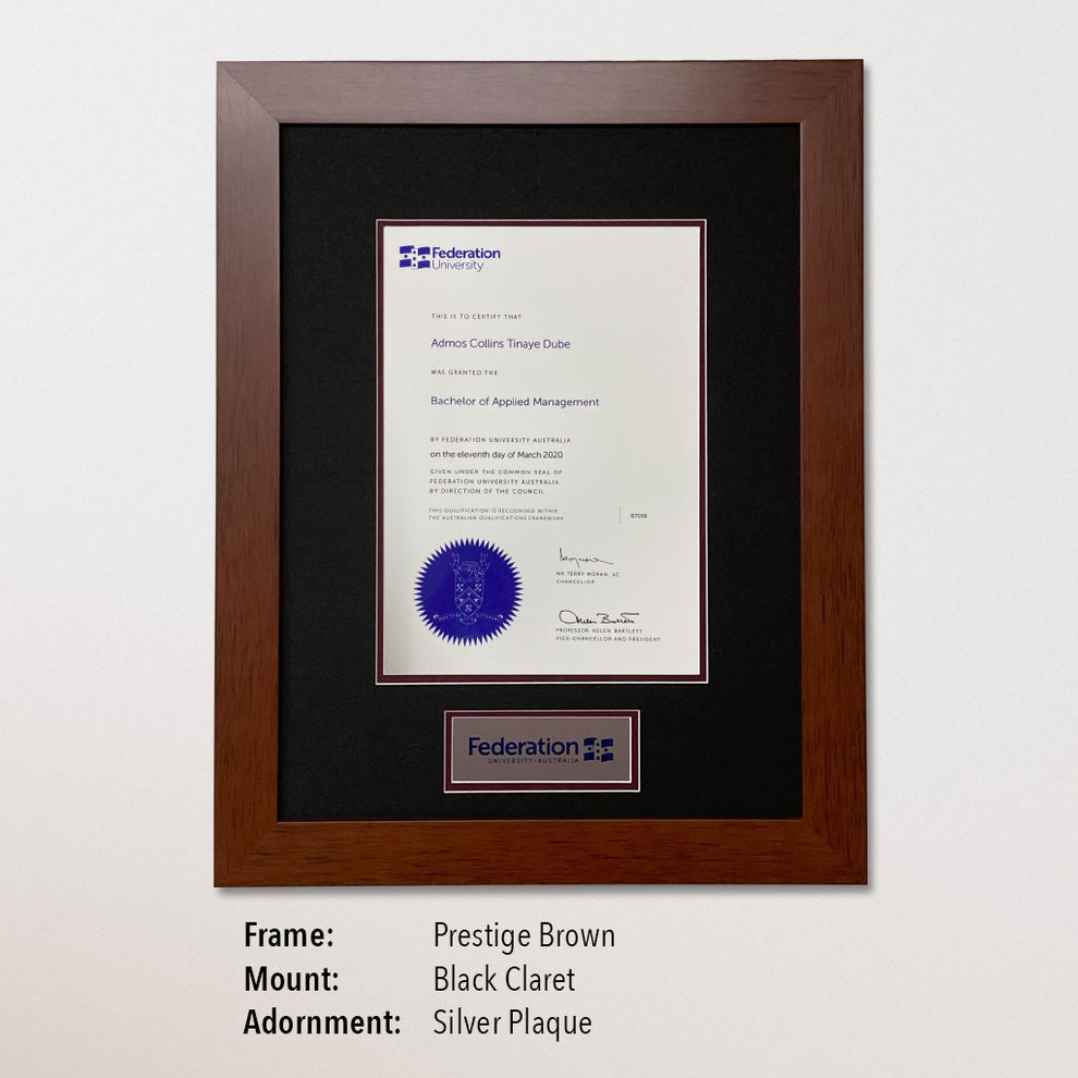 Single Certificate Frame – R & J Framing and Plaques